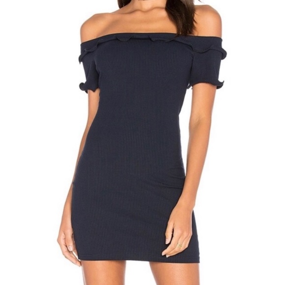 by the way. | Dresses | Revolve By The Way Navy Ruffle Off The Shoulder ...
